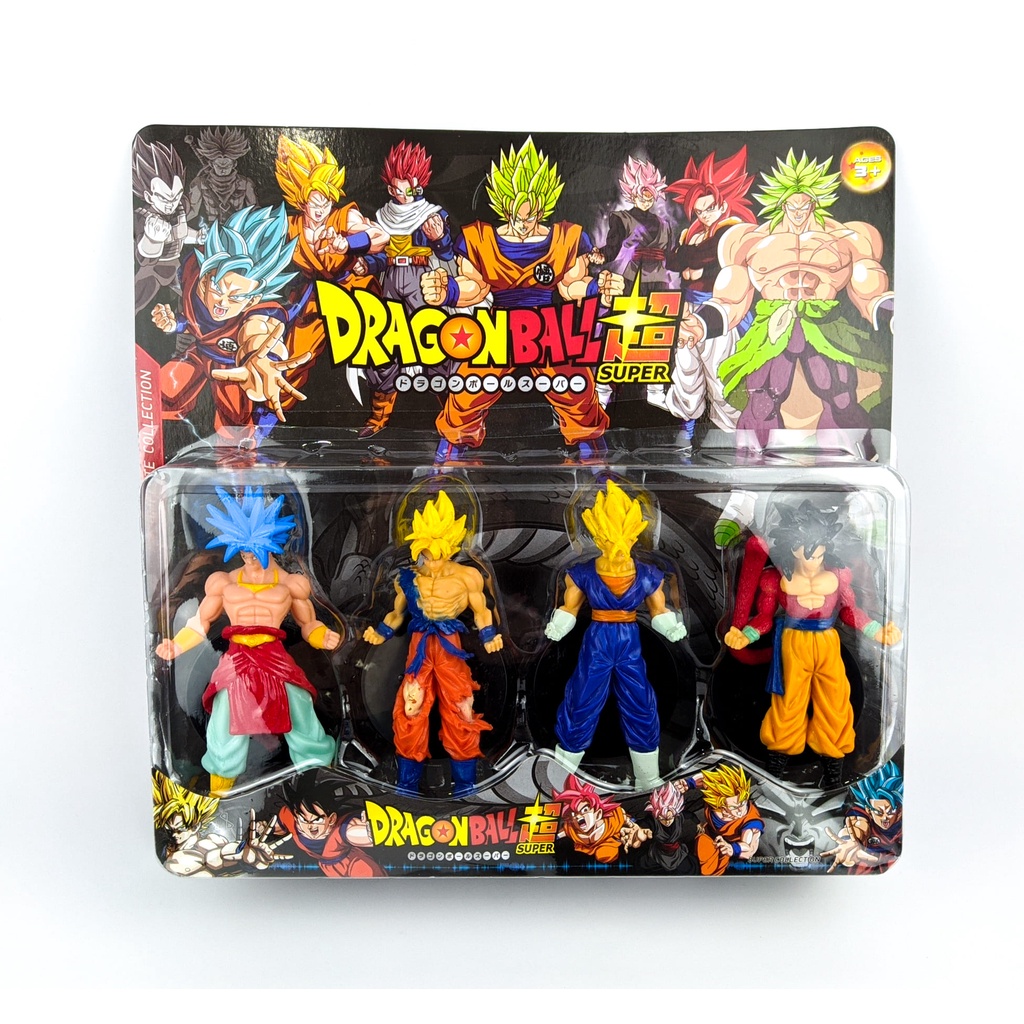 Kit 4 Bonecos com Base Action Figure Goku SSj Broly Vegetto Goku SSJ4 ...