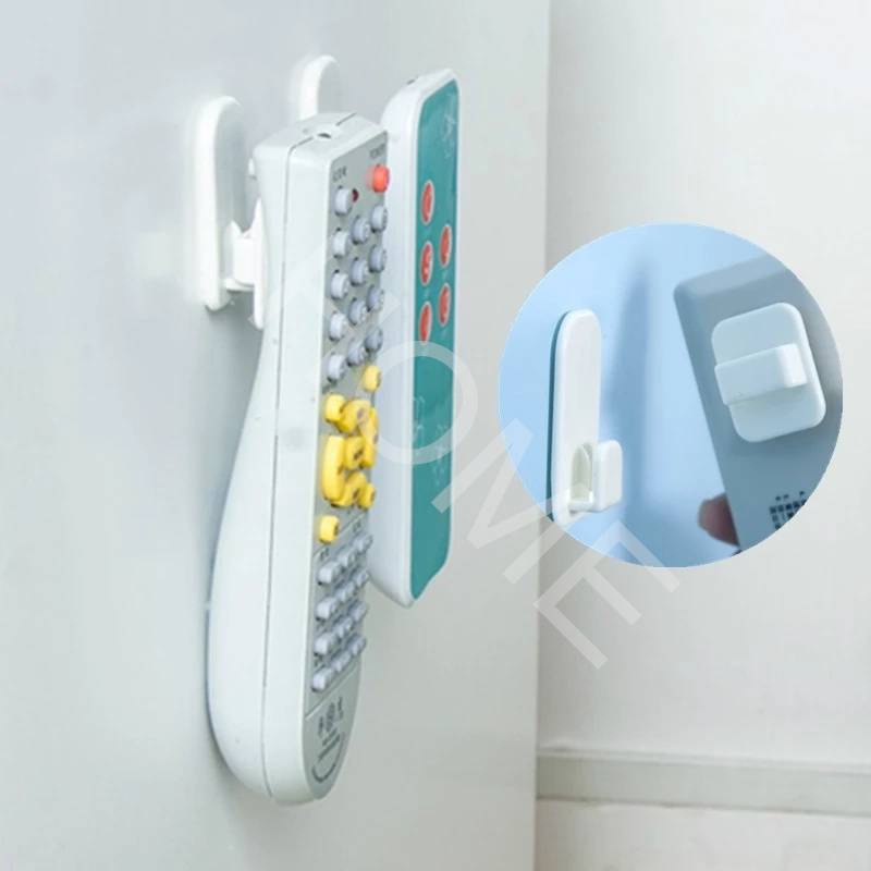 2 Pairs Of Sticky Hooks For Remote Control Plastic Key Hook Wall Mount ...