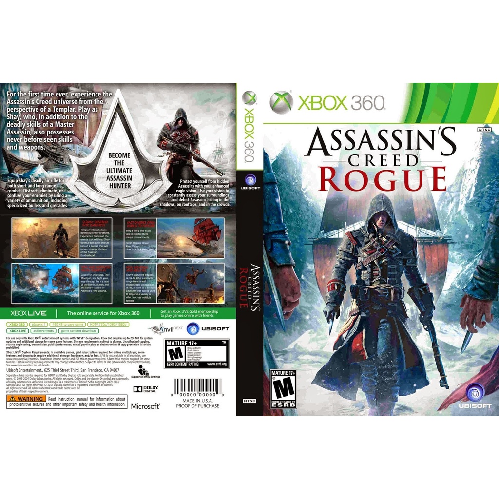 Assassins creed Rogue P/ XBOX360 (LTU/LT/JTAG/RGH) | Shopee Brasil