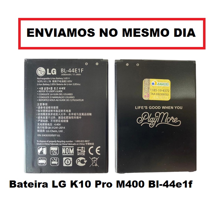 Bateria LG Bl44e1f M400 K10 Pro Top .nova.a Pronta Entrega - Escorrega ...