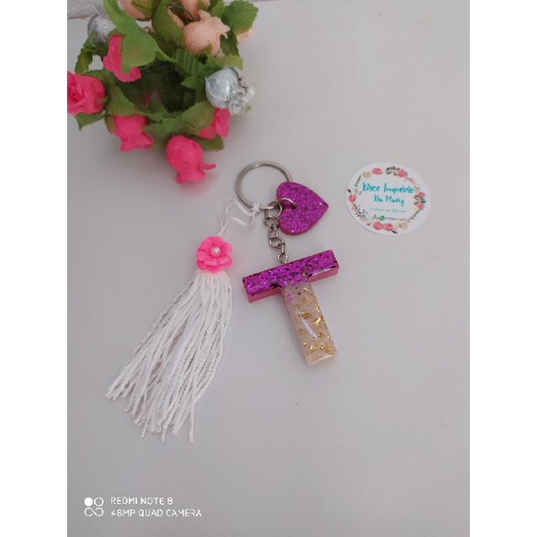 Chaveiro Personalizado/letra T em Resina/com Tassel | Shopee Brasil
