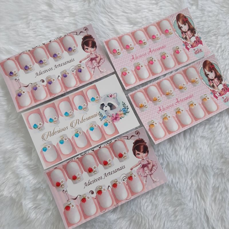 KIT 5 CARTELAS FLORES MEIGAS COM 10 ADESIVOS CADA CARTELA / 50 Adesivos ...