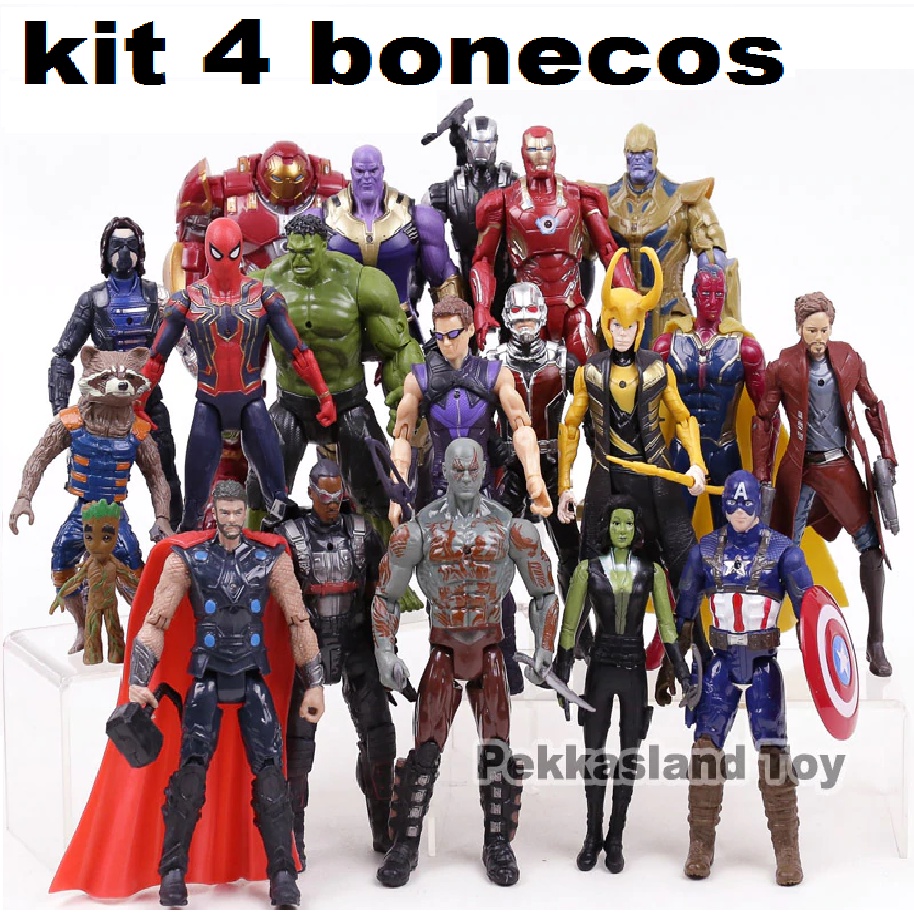 KIT 4 bonecos vingadores e liga da justiça herois a sua escolha ...