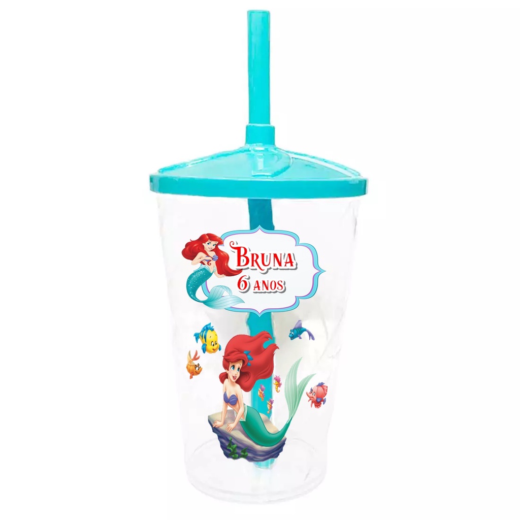 30 Copos Twister Shake Personalizado 400ml Lembrancinha Ariel Pequena ...