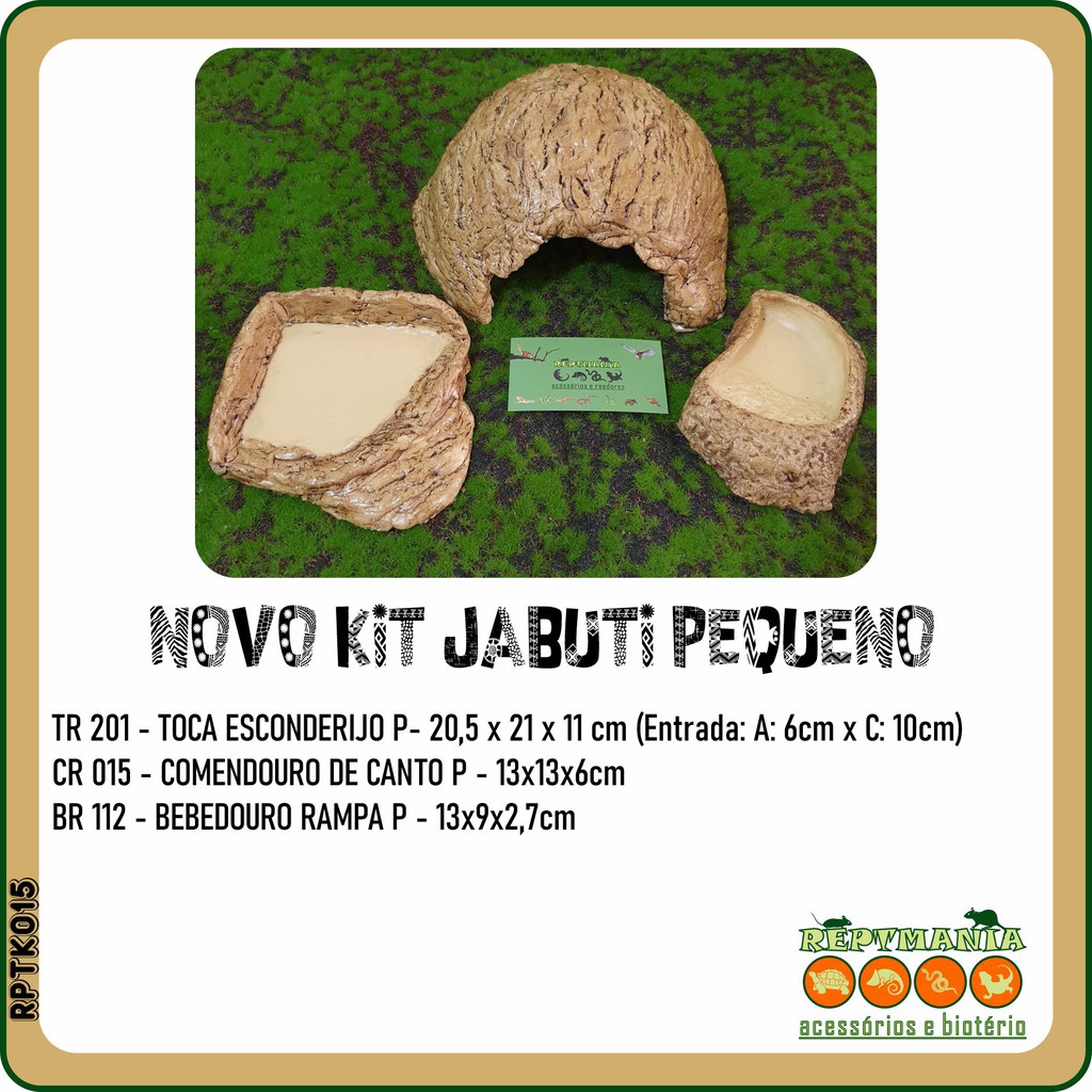 Novo Kit Jabuti Pequeno, Toca + Comedouro + Bebedouro Reptmania | Shopee Brasil