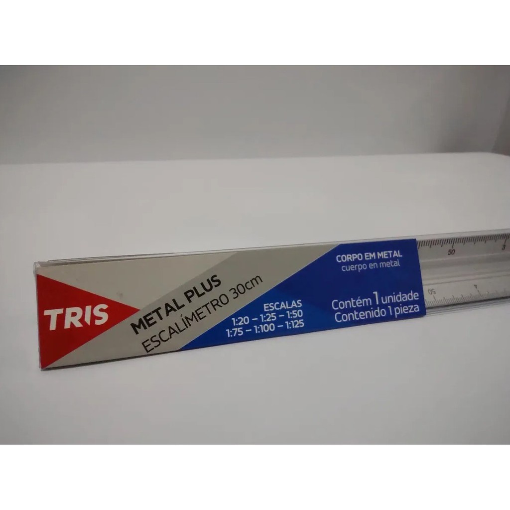 Regua Escalímetro Triangular Metal 30cm C/capa Protetora | Shopee Brasil