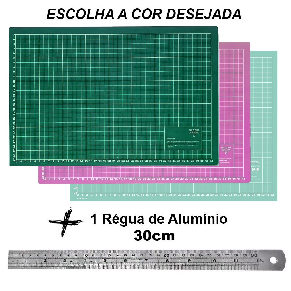 Kit Base Placa De Corte A3 45x30 Régua Metal 30cm Patchwork - Desconto ...