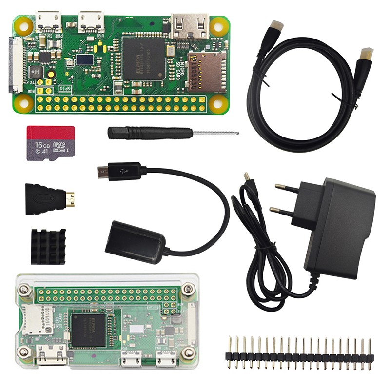 Raspberry Pi Zero W Starter Kit + Acrylic Case + 2A Power Supply + 16 ...