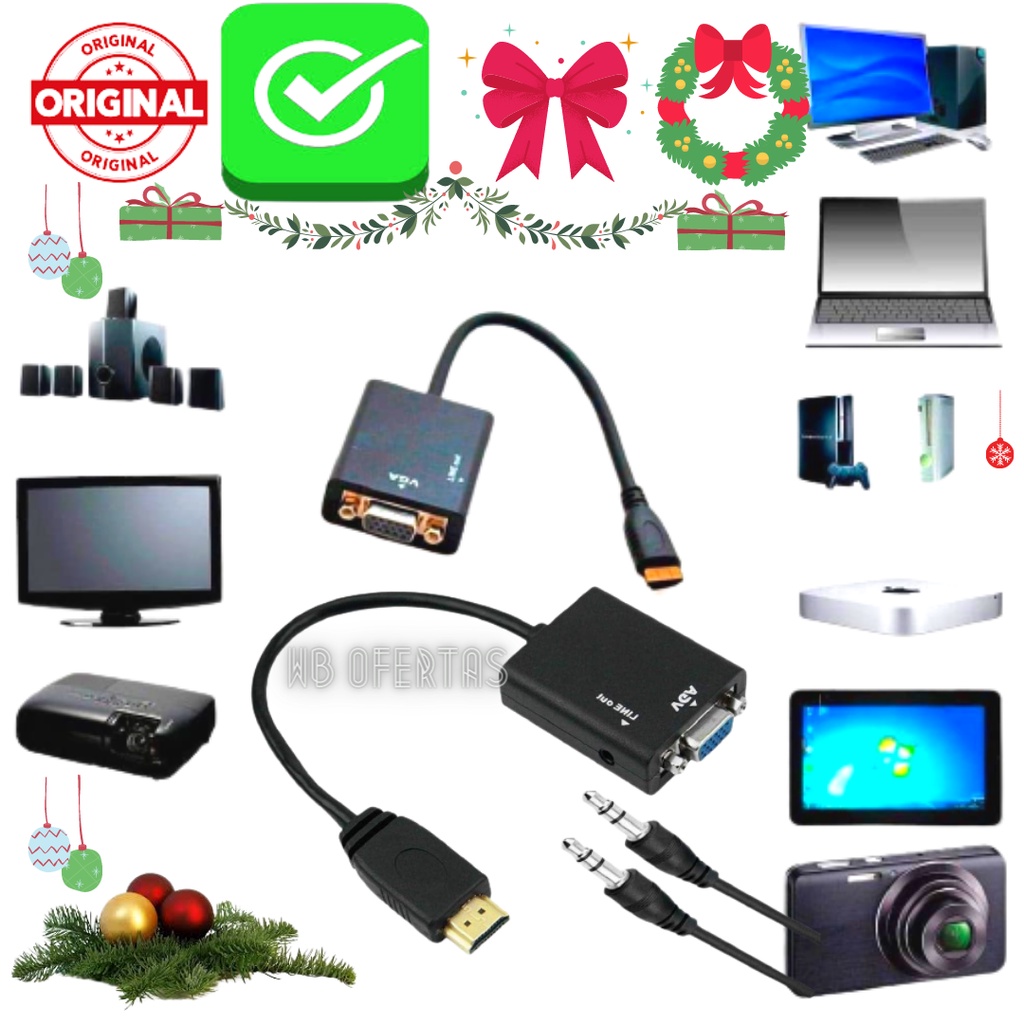 Adaptador VGA HDMI COM saida de audio | Shopee Brasil