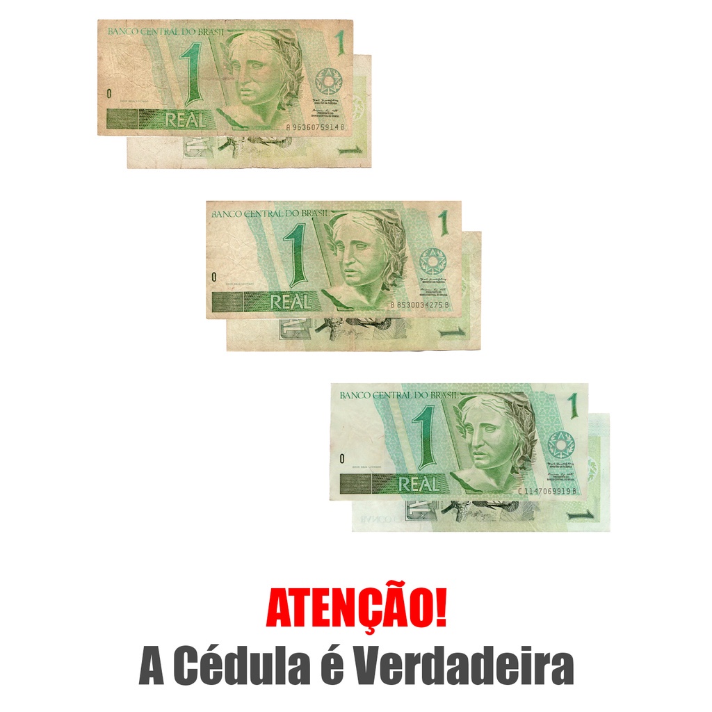 Cédula 1 Real Nota Plano Real Dinheiro Verdadeiro Colecionador Banco ...