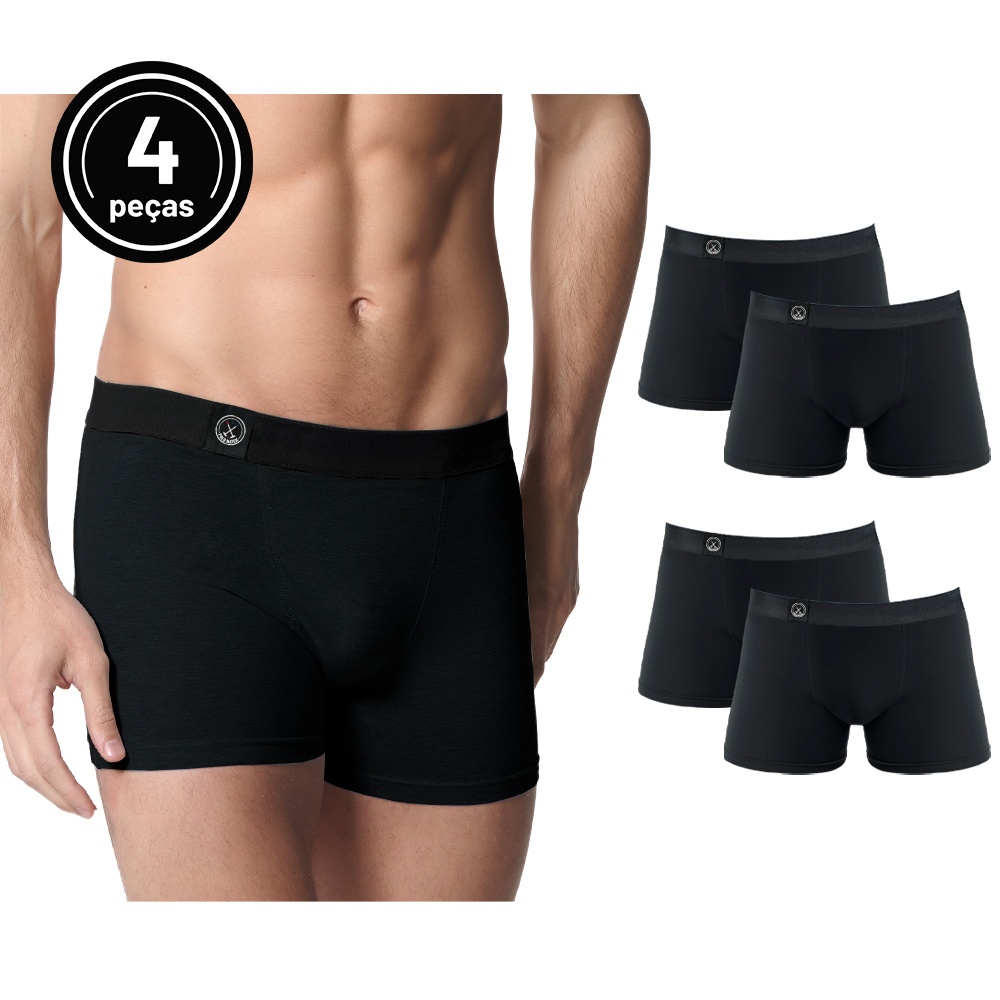 Kit Com 4 Cuecas Supreme Black Logo Branca - Polo Match | Shopee Brasil