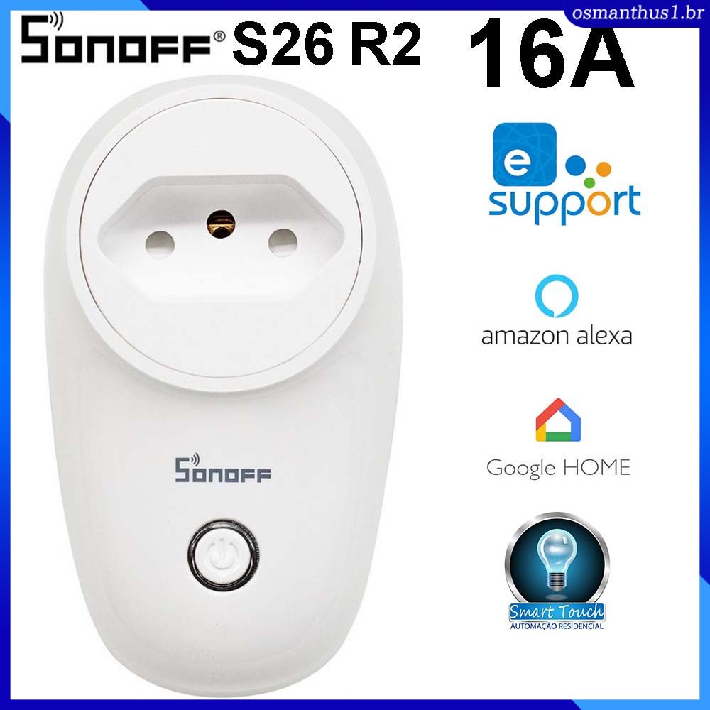 Sonoff S26 R2 plug wifi smart módulo de controle de suporte de ...