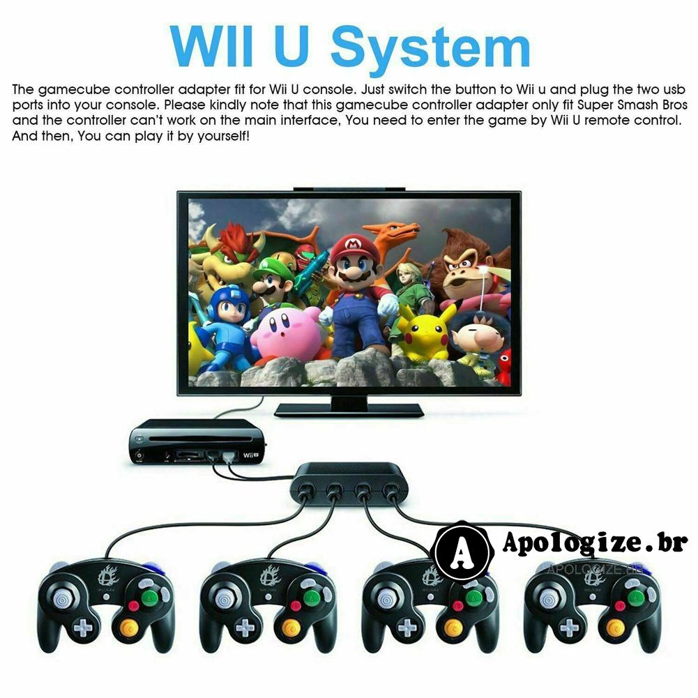Qaz-4 Porta Gamecube Ngc Adaptador Controlador Para Nintendo Wii U ...