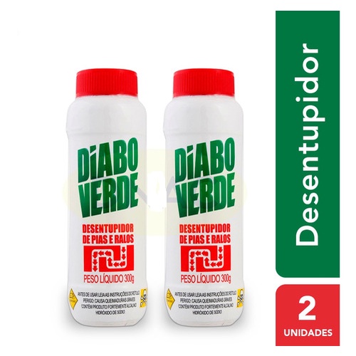 Kit 2 Diabo Verde Granulado Desentupidor de Pias Ralos 300g | Shopee Brasil