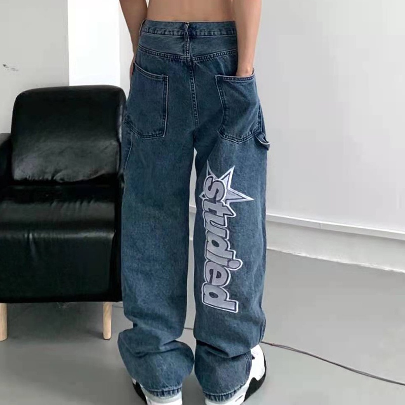 Calça Cargo De Perna Larga 2022 Streetwear Homens Baggy Jeans Primavera