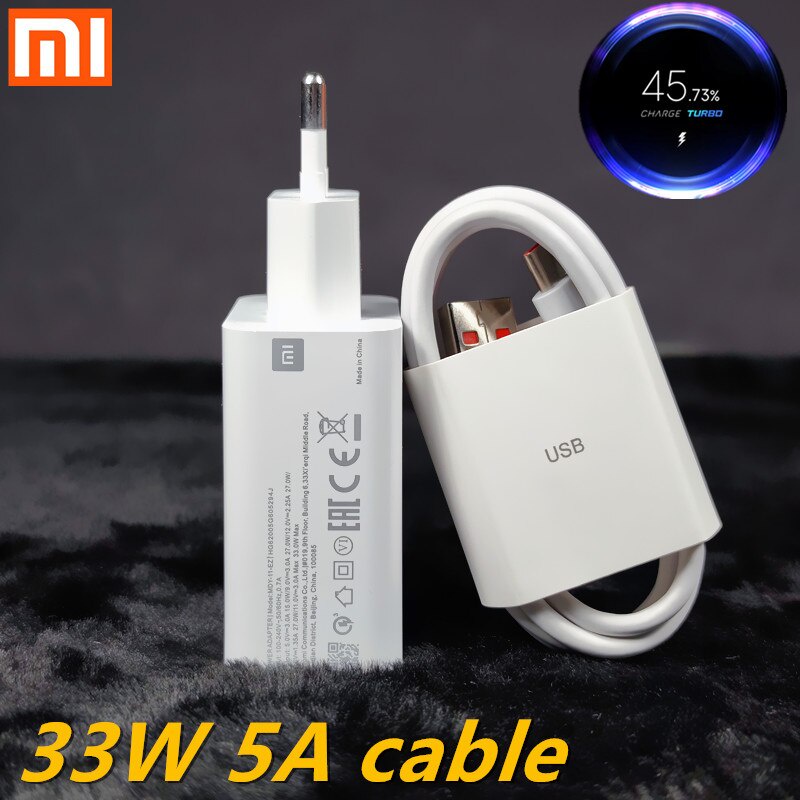 Xiaomi Redmi Xiao Mi 33 W Turbo Carregador De Carga Rápida Cabo De ...