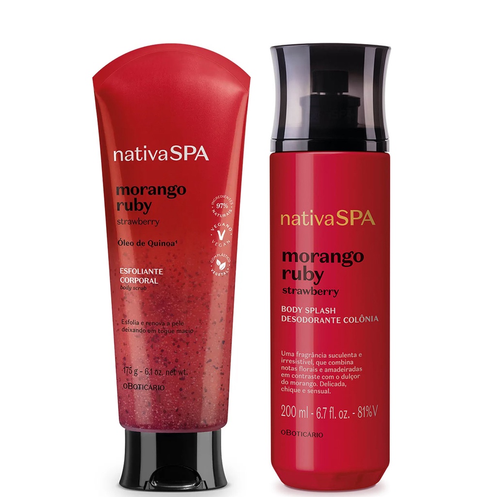 KIT Esfoliante Corporal 175g + Body Splash Morango Ruby 200ml | Shopee ...