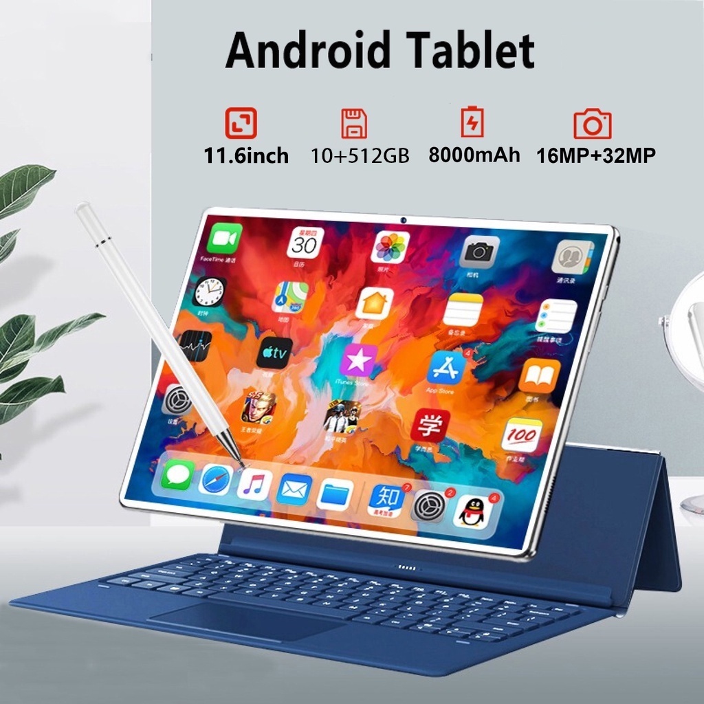 Tablet Original PC 10.1 Polegada HD Tela Cheia 6GB + 128GB Android Tab ...