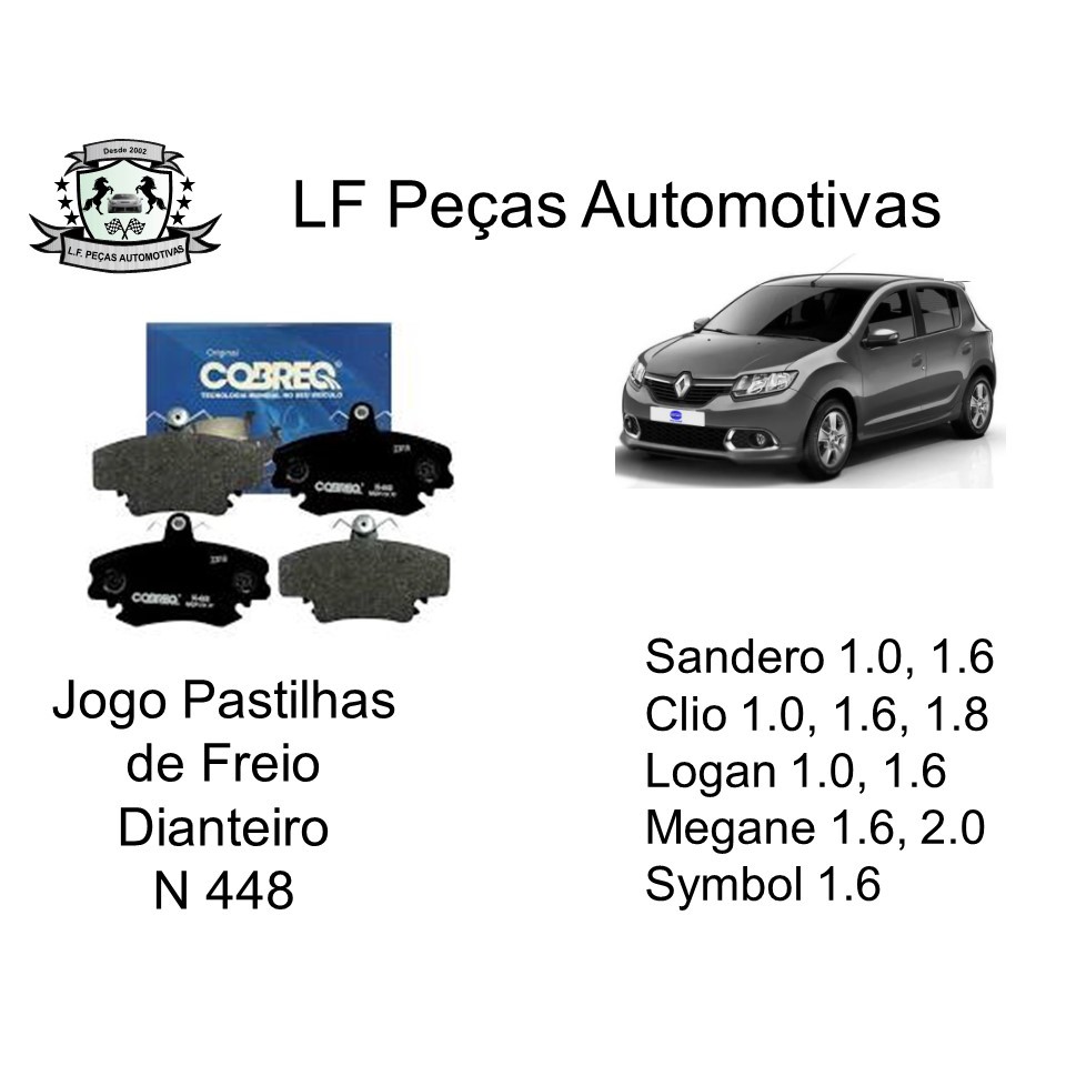 Jogo Pastilhas de Freio Dianteiro N 448 Renault Clio, Sandero, Logan ...