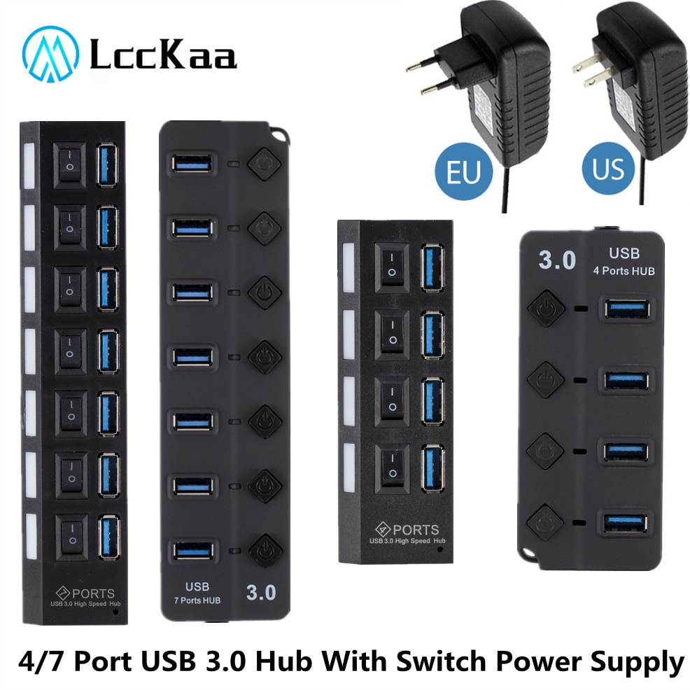 Lccaa Hub USB 3.0 Multi Splitter 4/7 Portas Com Adaptador De ...