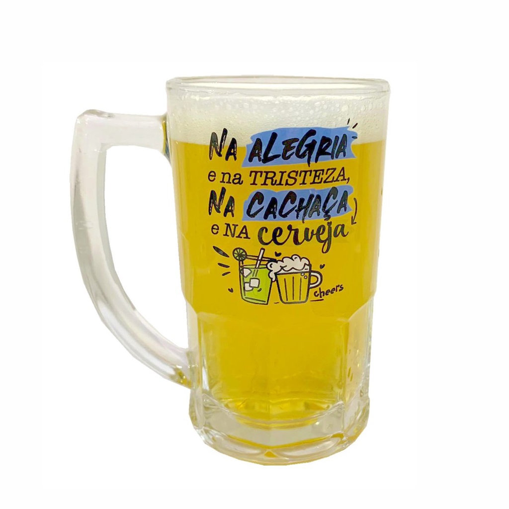Caneca de Chopp de Vidro Na Alegria e na Tristeza (340ml) | Shopee Brasil