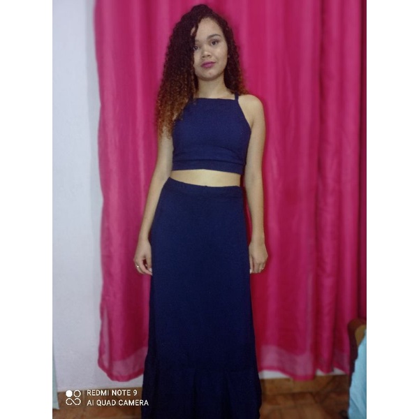 conjunto saia cropt,blusinha feminino | Shopee Brasil