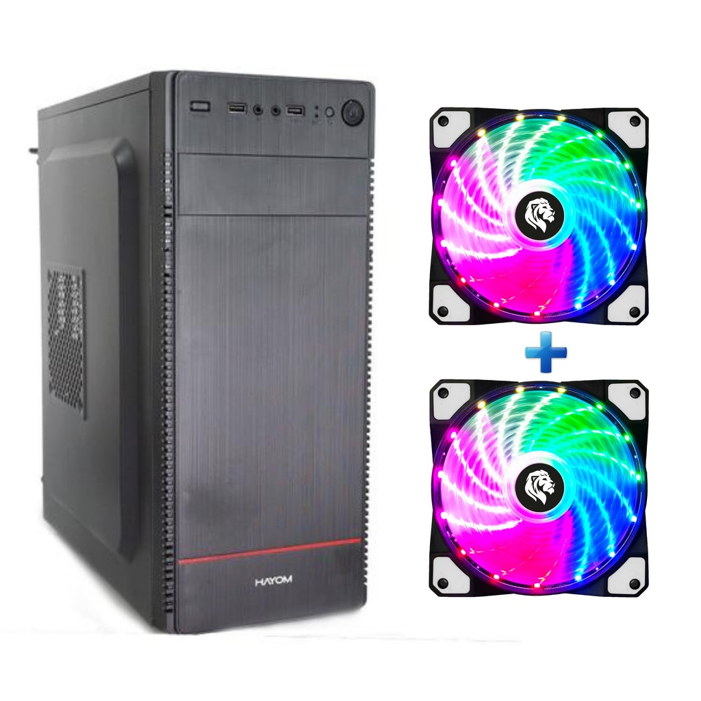 Gabinete Simples Gamer s/ Fonte Novo na Caixa + 2un Cooler 120mm Rgb ...