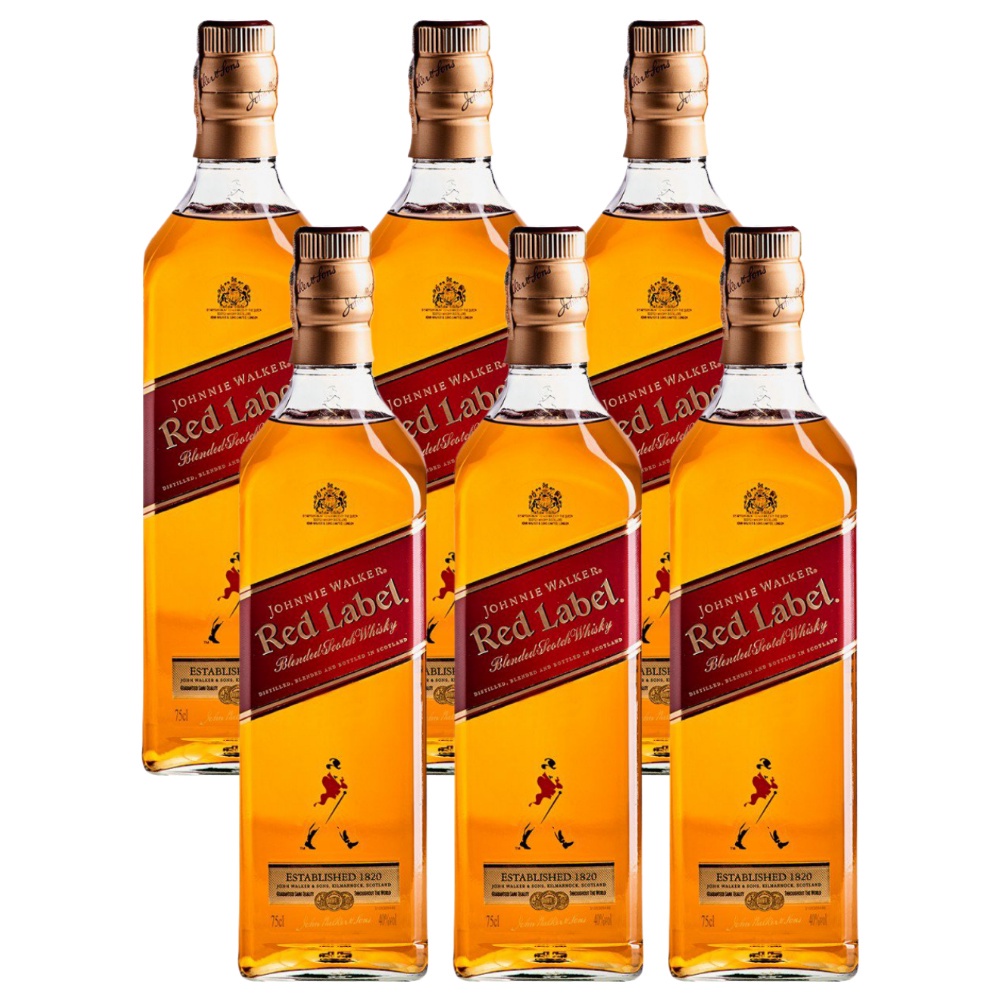 Kit 6 Johnnie Walker Red Label 1 LT Orginal Selo IPI Estojo | Shopee Brasil