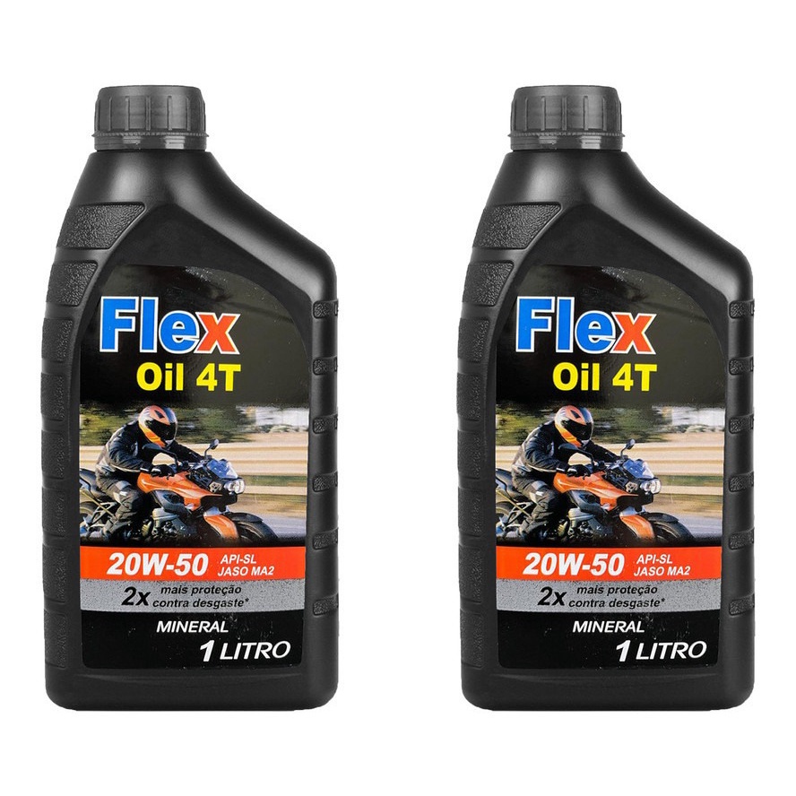Kit 2 Oleo 4t Flex Oil 20w50 Sl Mineral | Shopee Brasil