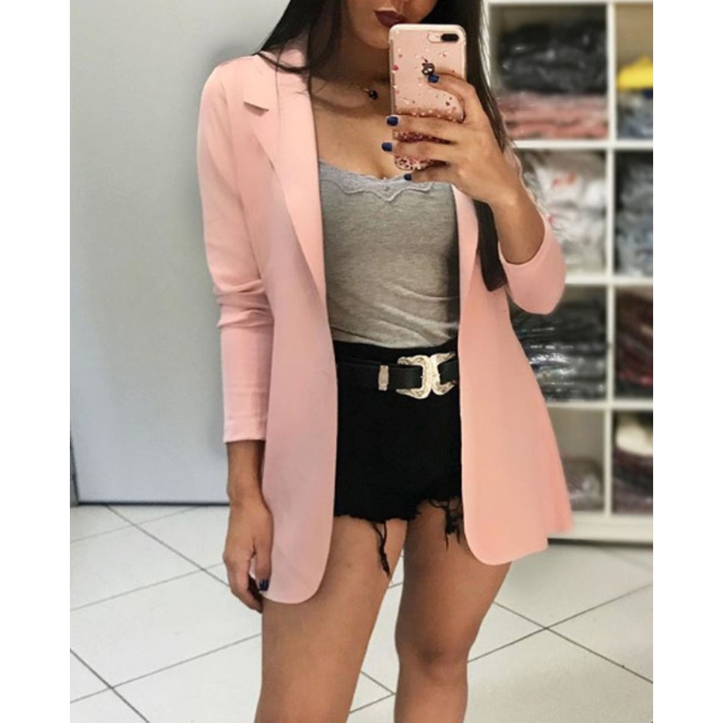 Max Blazer Rose Blazer Longo Feminino | Shopee Brasil