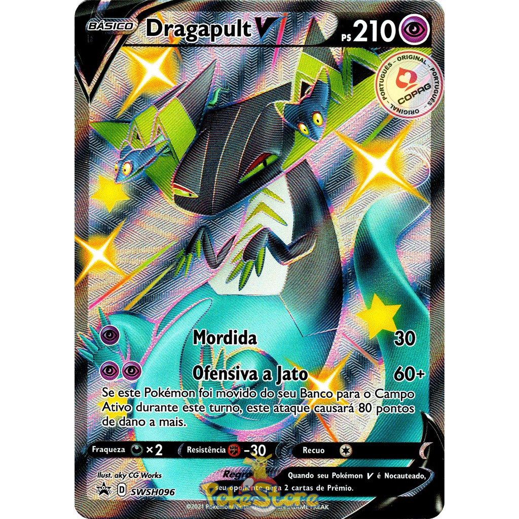 Carta Pokemon Dragapult V Português SWSH096 Shiny Tamanho Regular Card ...