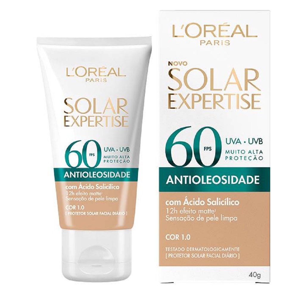 Protetor solar Loreal Expertise 60FPS clara antioleosidade toque seco ...