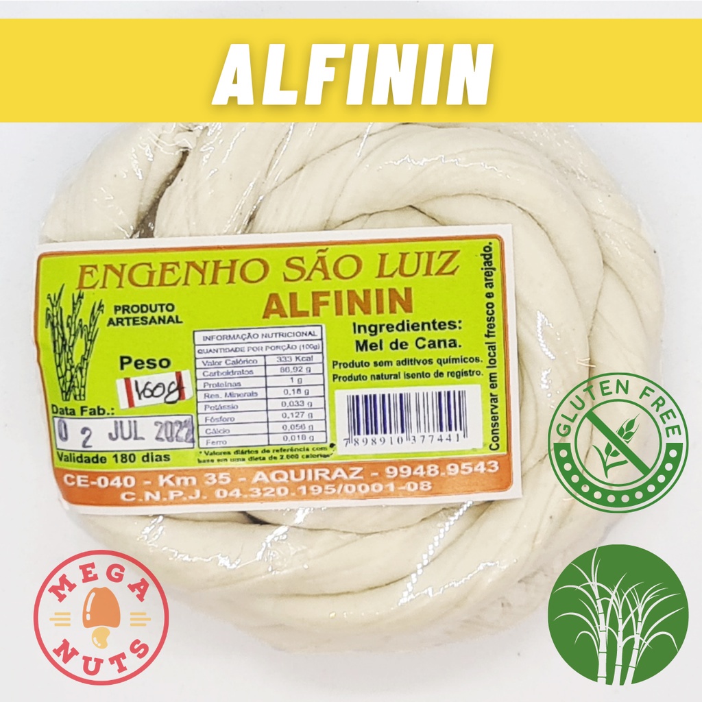 Alfinin 160g Doce Nordestino de Melado de Cana - Mega Nuts! | Shopee Brasil