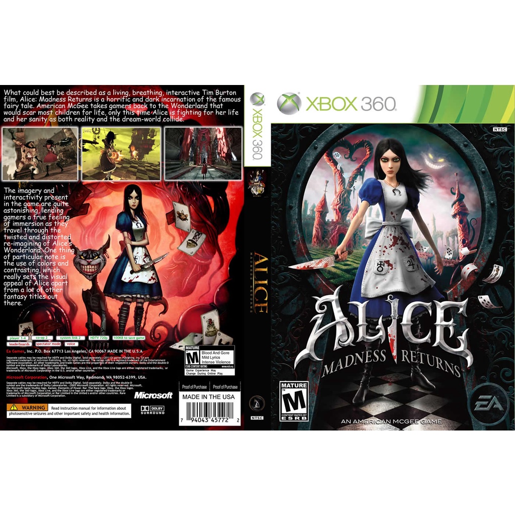 Alice madness returns P/ XBOX360 (LTU/LT/JTAG/RGH) | Shopee Brasil