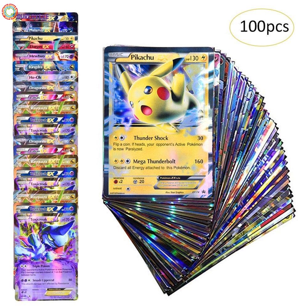 100pçs Figurinhas Brilhantes Pokemon Crianças Jogos Cards (95 GX + 5 ...