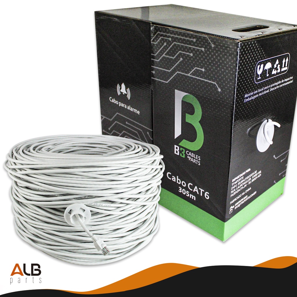 Cabo De Rede Branco 305MT UTP RJ45 CAT6 B3 Cables & Parts | Shopee Brasil
