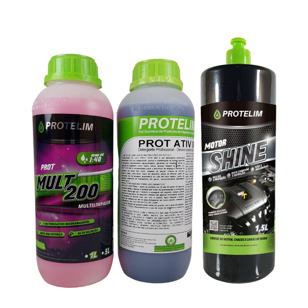 Kit Limpeza Pesada Prot Mult 200 1 Litro+ Ativ 800 1 Litro + Verniz De ...