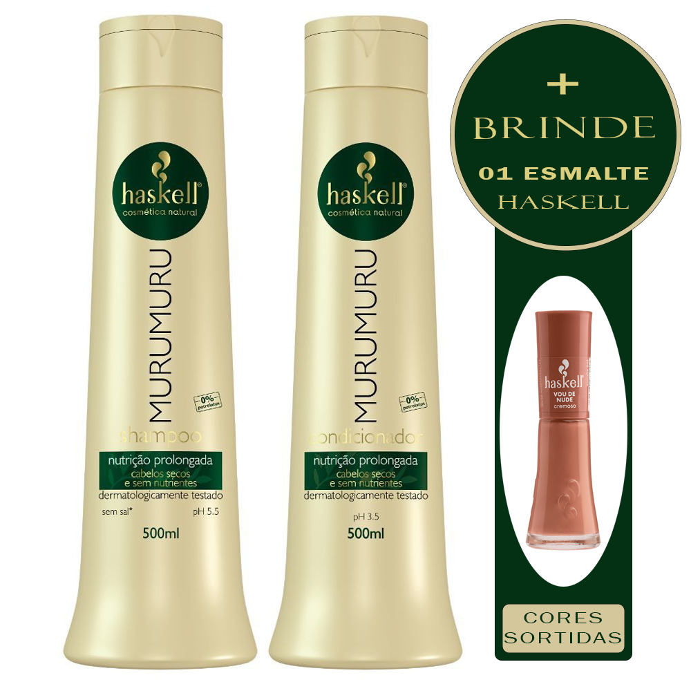 Kit Haskell Murumuru Shampoo/Condicionador 500ML Mais Esmalte Free | Shopee Brasil