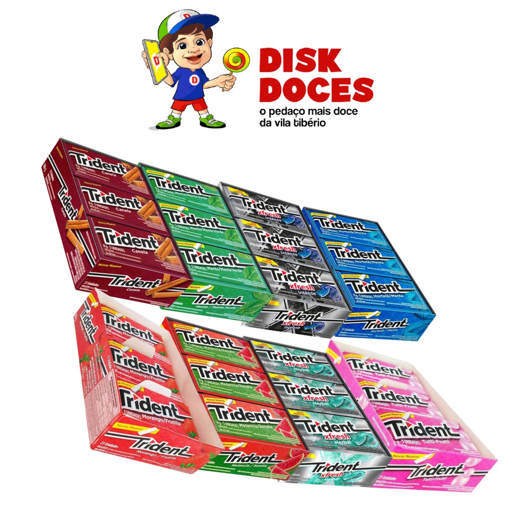 Chiclete Trident Sabores Display Com 21 Unidades Envio rapido | Shopee Brasil