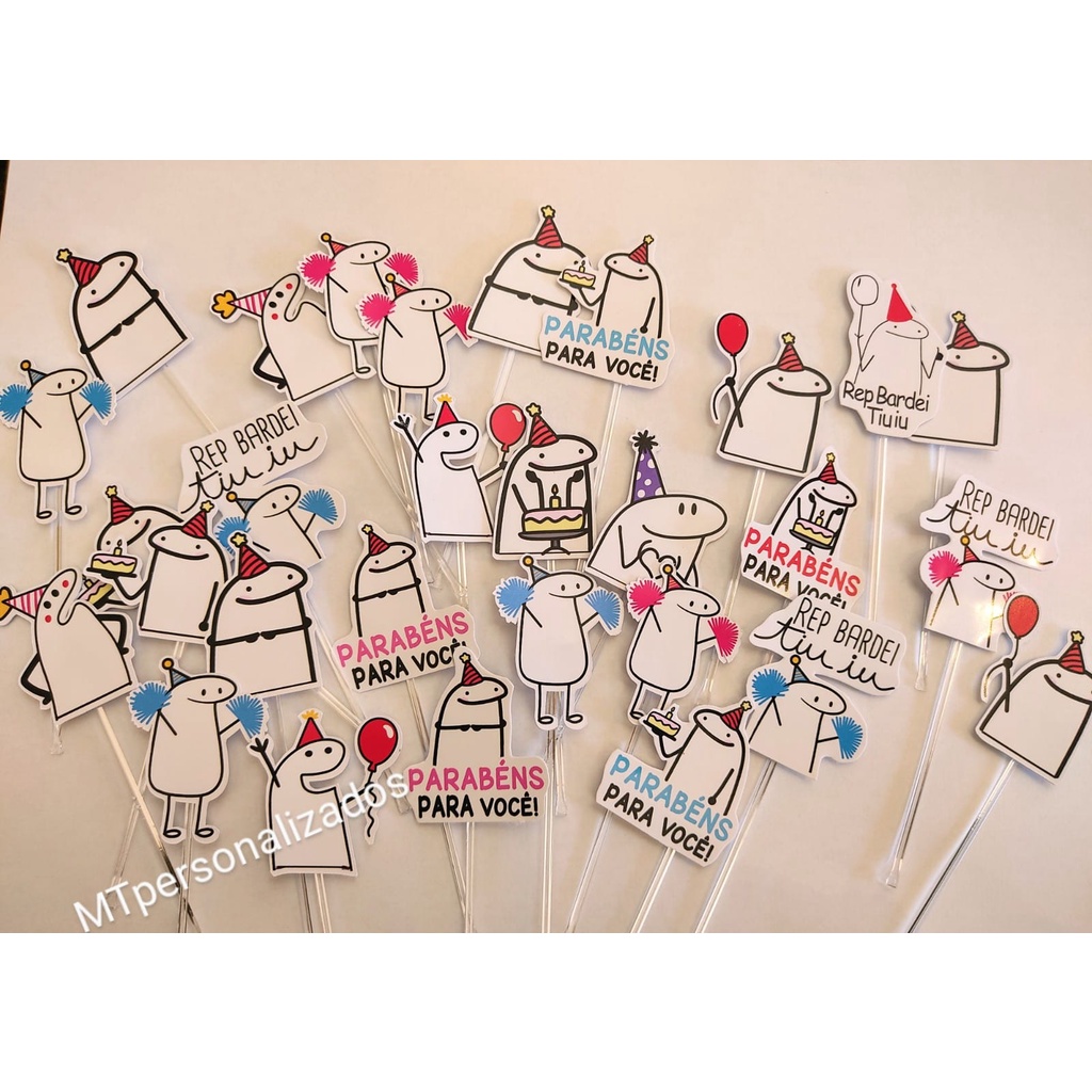 60 Topper Flork Meme Tema Aniversario Para Brigadeiros Doces | Shopee ...