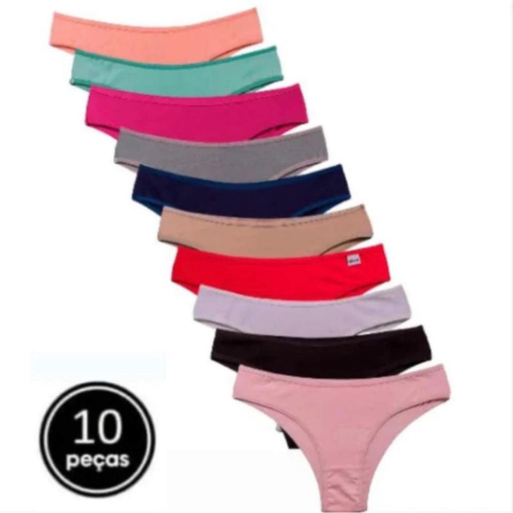Kit 10 Calcinhas Conforto Lisa e Estampada Microfibra | Shopee Brasil