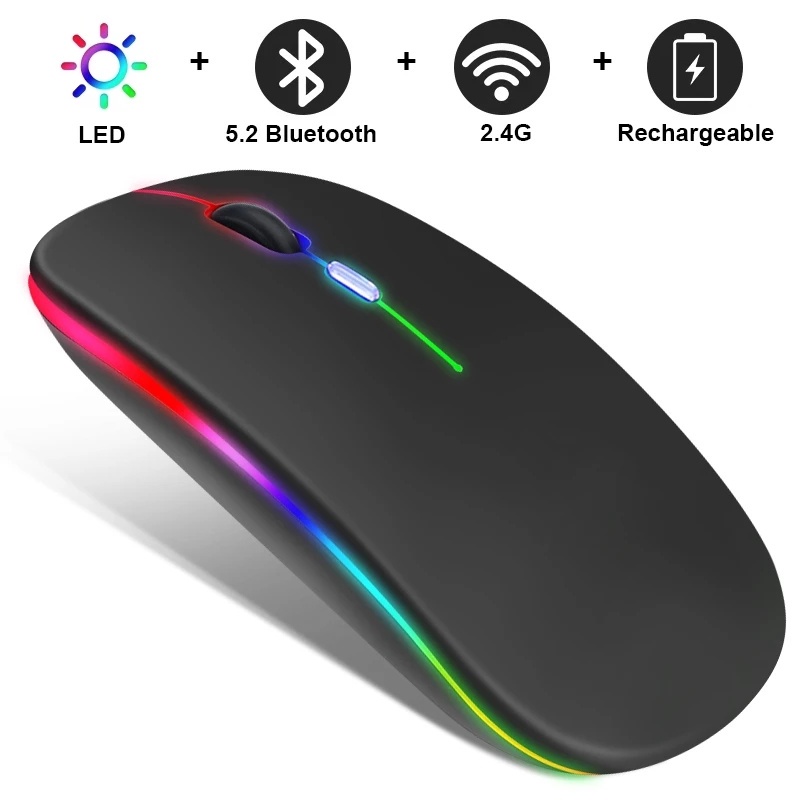 Mouse Sem Fio RGB Ratos Bluetooth Recarregáveis Computador Mause LED Rato De Jogos Ergonômico ...