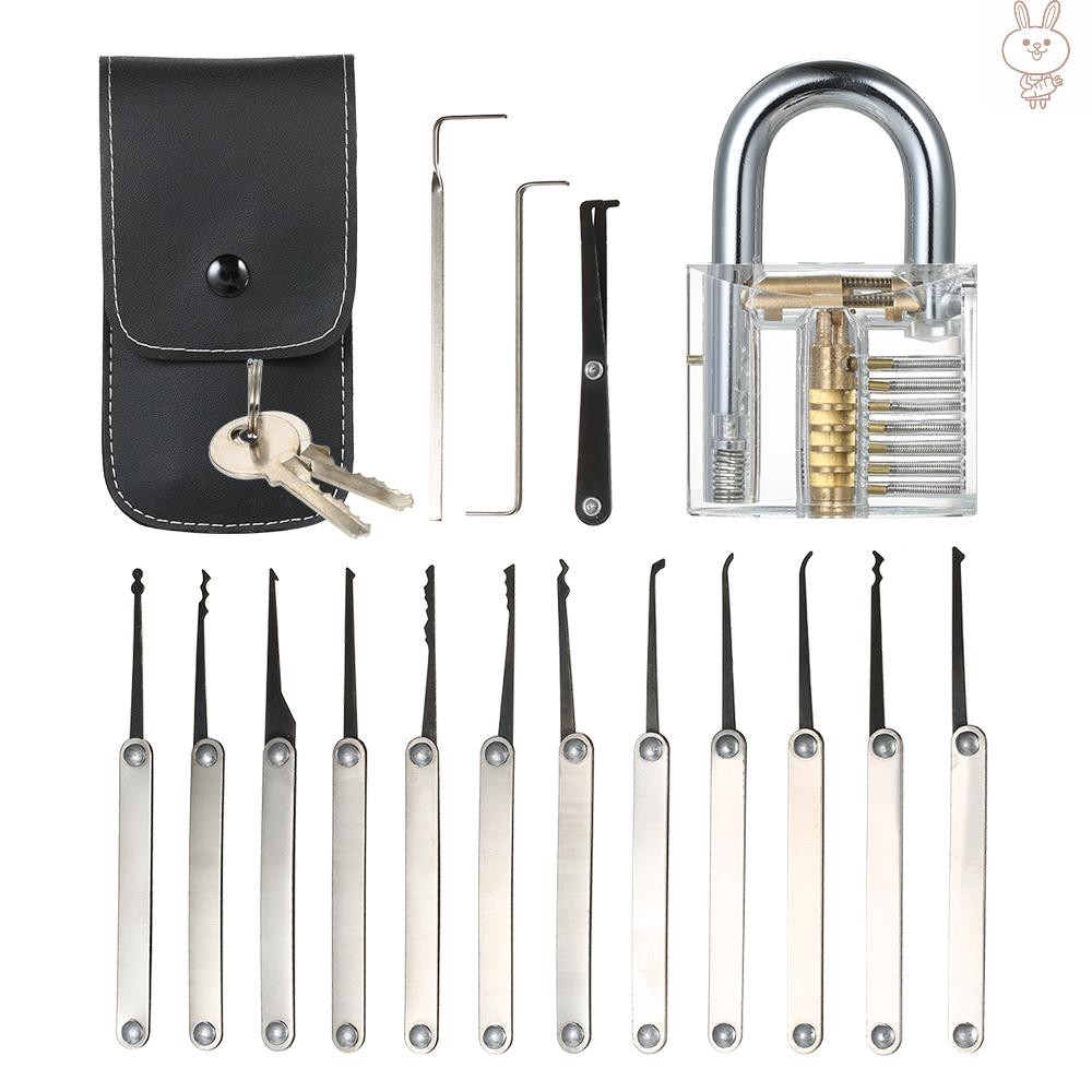 15pcs Lock Picking Set Kit Tool Com Três Travas De Treinamento De Prática Transparente Fechadura ...