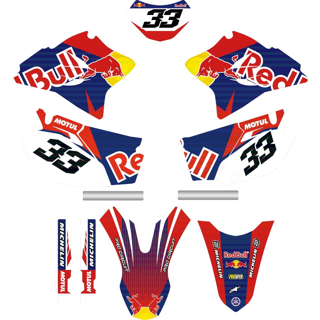 Kit Adesivo Moto De Trilha Ttr 230 VERMELHA/AZUL/RED BULL | Shopee Brasil