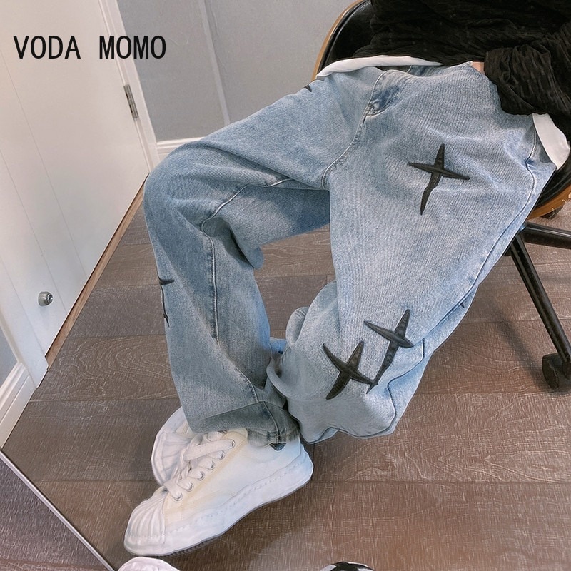 Calça Cargo De Perna Larga 2022 Streetwear Homens Baggy Jeans Primavera