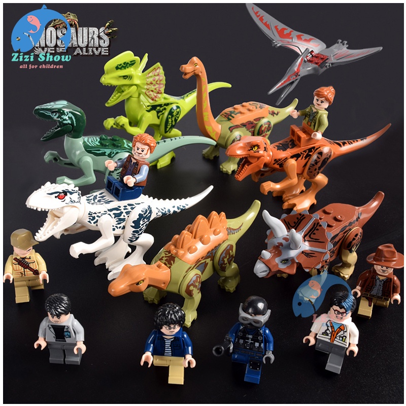 Leyu Conjunto Mini Bonecos De Dinossauro Jurassic World / Velociraptor / T-Rex Figura | Shopee ...