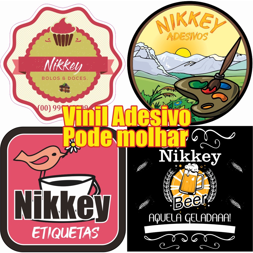 100 Etiquetas e Adesivos Personalizados em Vinil 5x5 cm | Shopee Brasil
