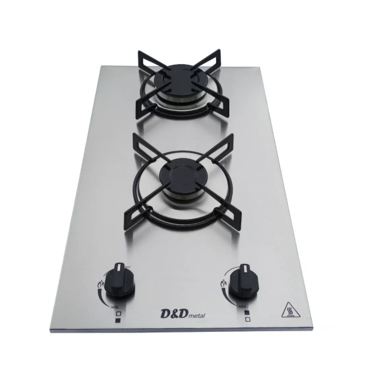 Fogão cooktop a gás D&D 2 bocas com tampo em INOX | Shopee Brasil