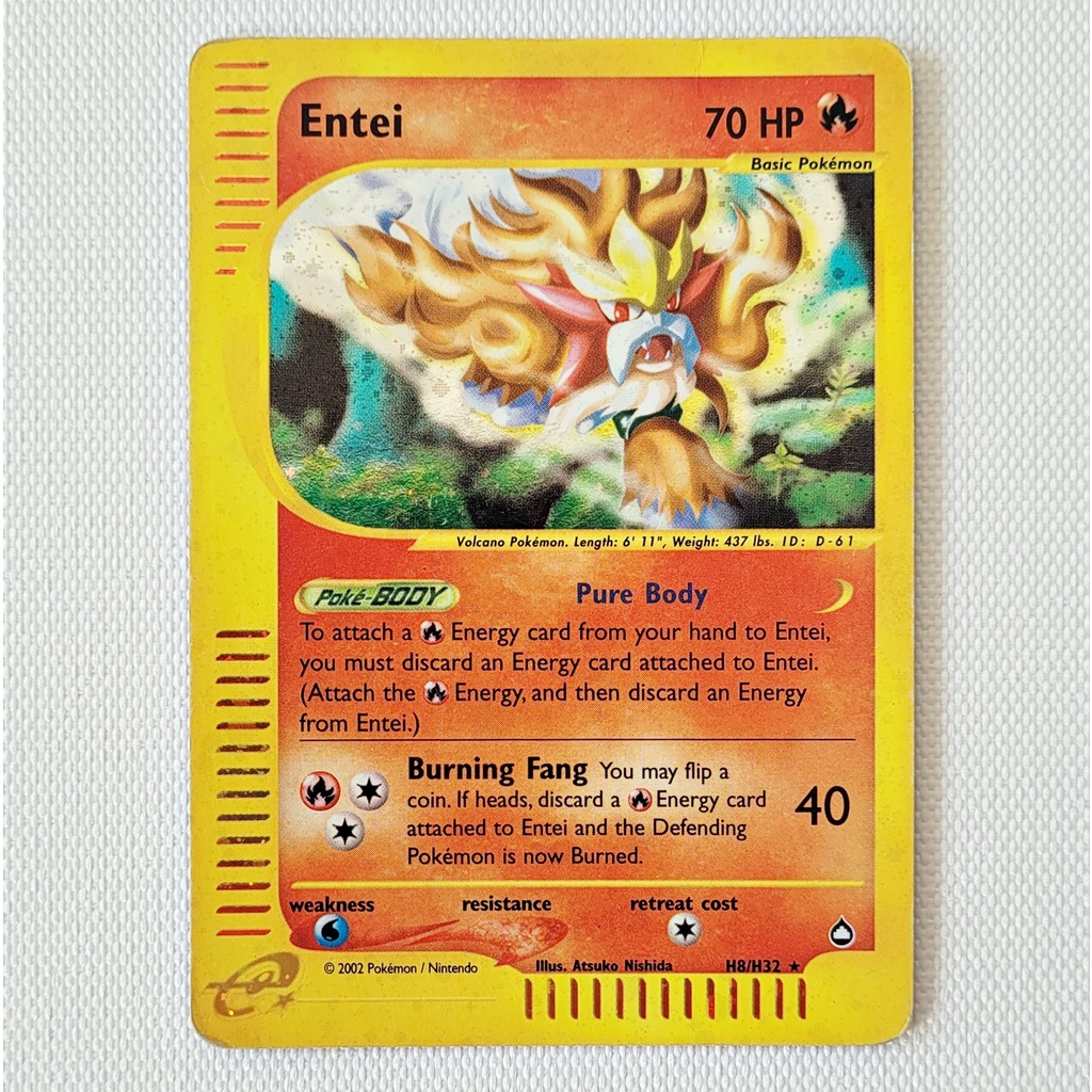 Carta Antiga Pokemon Entei H8/H32 Holo Rare Aquapolis Original Card ...
