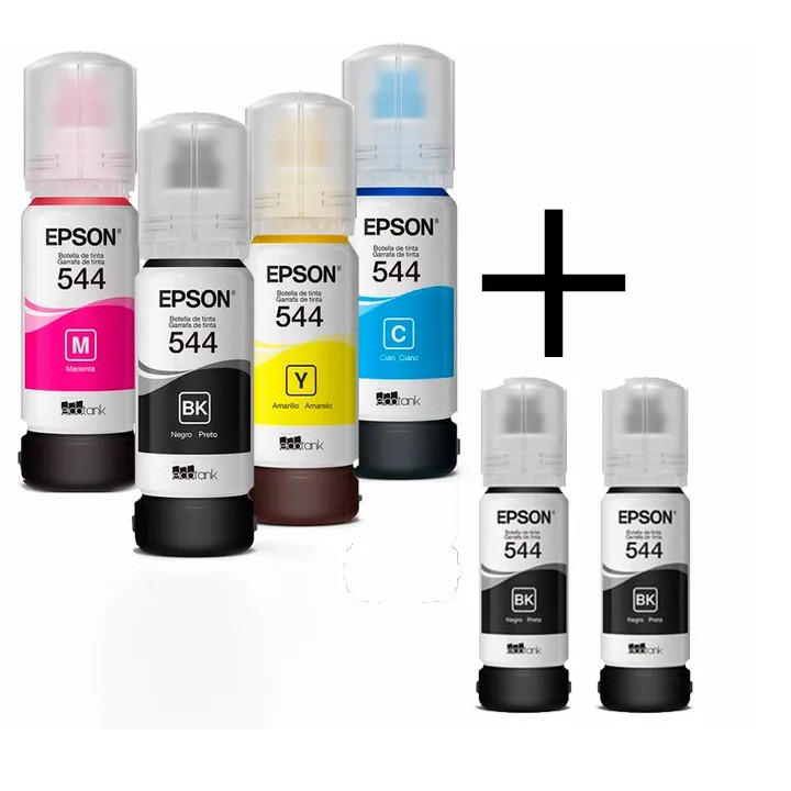 Kit Combo 6 Refil Tintas Epson T544 Original - L1110 - L3110 - L3150 - L 3160 - L3210 - L3250 ...